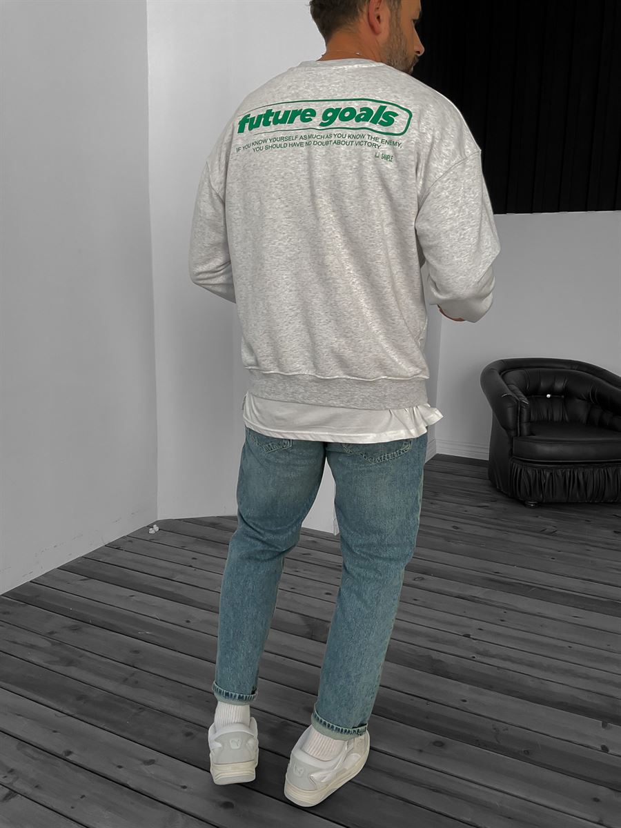 Gri Future Goals Baskılı Sweat BS-4017